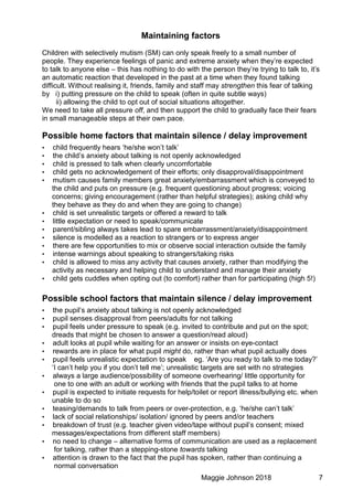 Shyness reluctancetospeakas dorselectivemutism handout | PDF