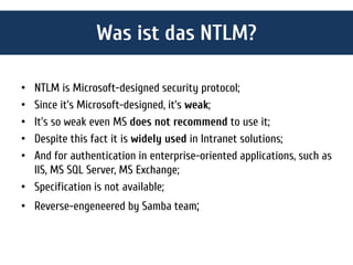 Shytikov on NTLM Authentication | PPTX | Internet | Computing