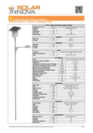 Solar Photovoltaic Street Lights | PDF