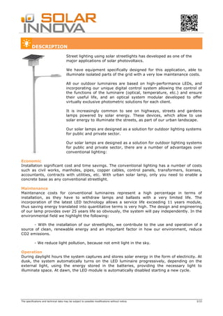 Solar Photovoltaic Street Lights | PDF
