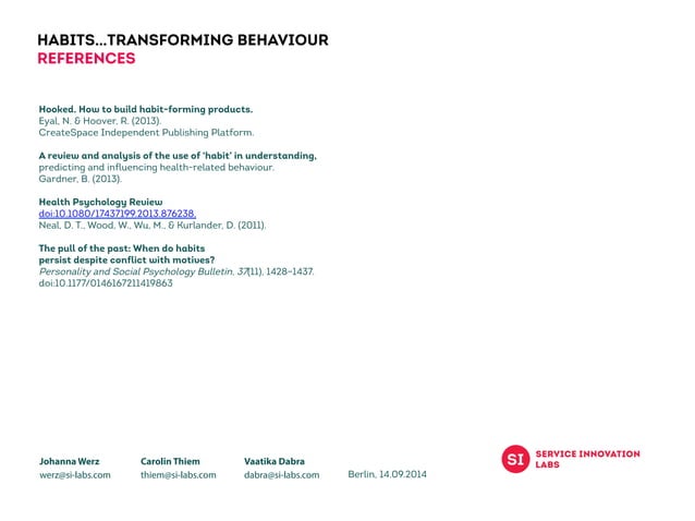 Habits - Transforming Behavior: How to create rituals at work | PPT