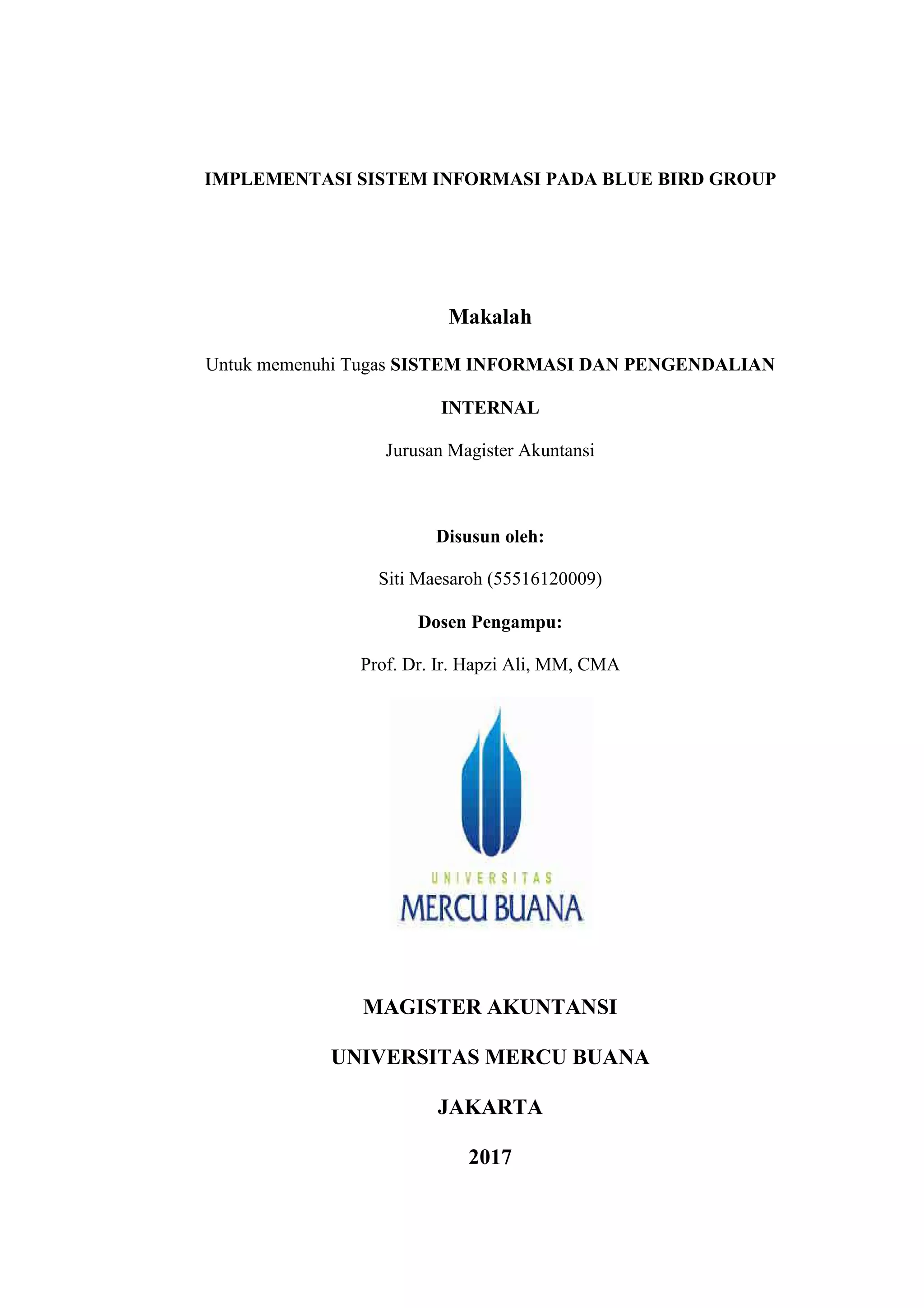 SI-PI, Siti Maesaroh, Hapzi Ali, Implementasi Sistem Informasi Pada ...