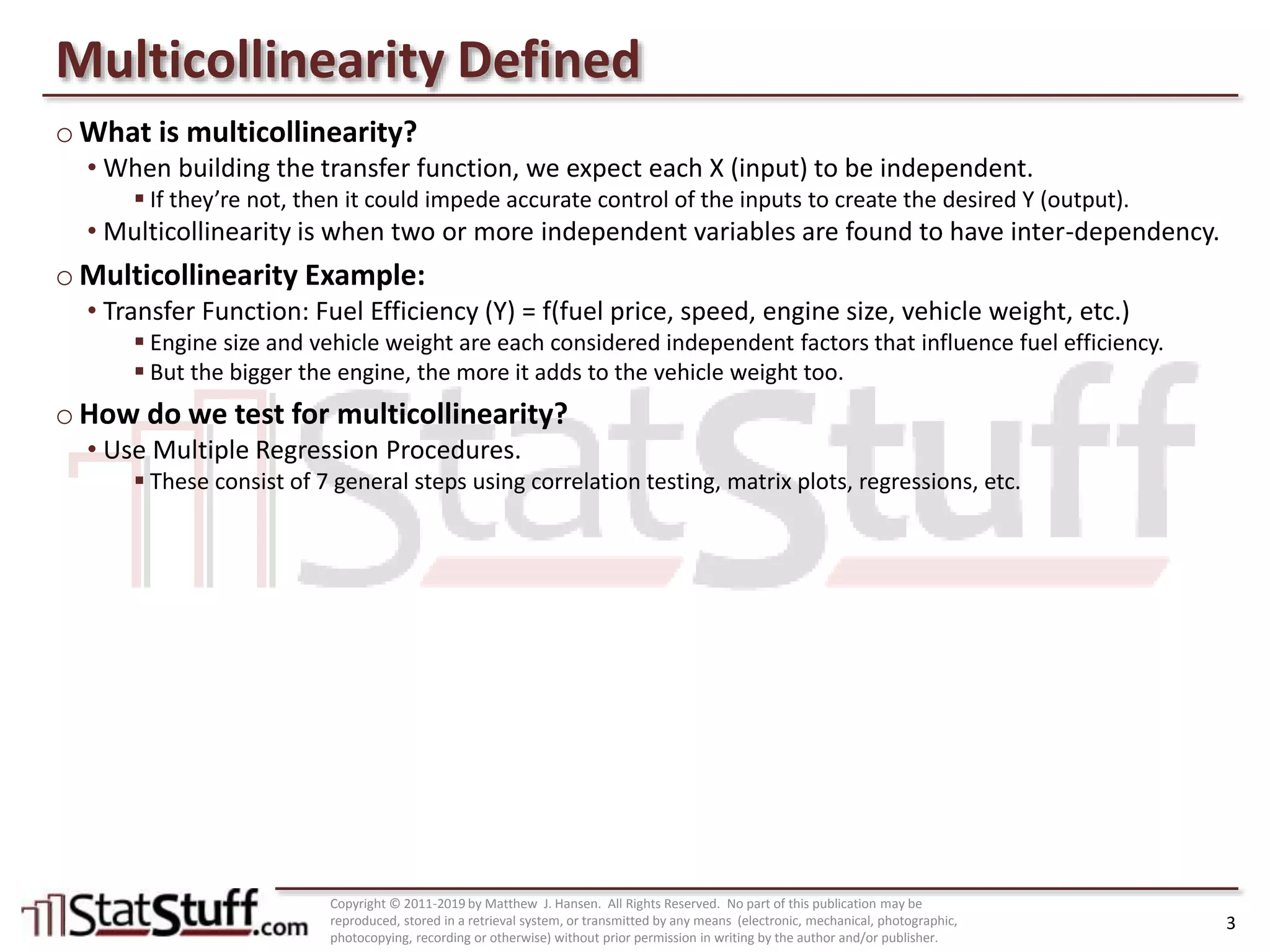 Testing for Multicollinearity | PPTX