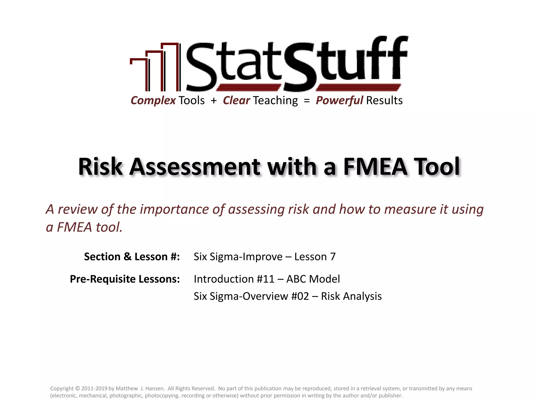 Risk Assessment with a FMEA Tool | PPTX