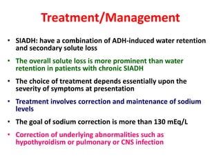 Syndrome of inappropriate antidiuretic hormone release | PPTX