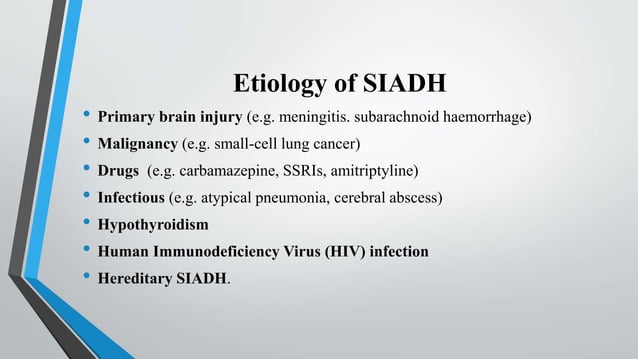 SIADH.pptx | Hormonal Disorders | Endocrine and Metabolic Diseases
