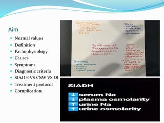 Siadh dr.mumtaz ali | PPTX | Blood Disorders | Diseases and Conditions