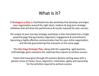 A Strategy in a Day & The One Page Strategic Plan | PDF