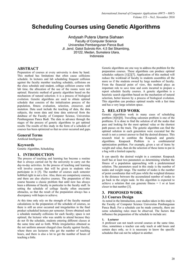 Scheduling Courses Using Genetic Algorithms | PDF