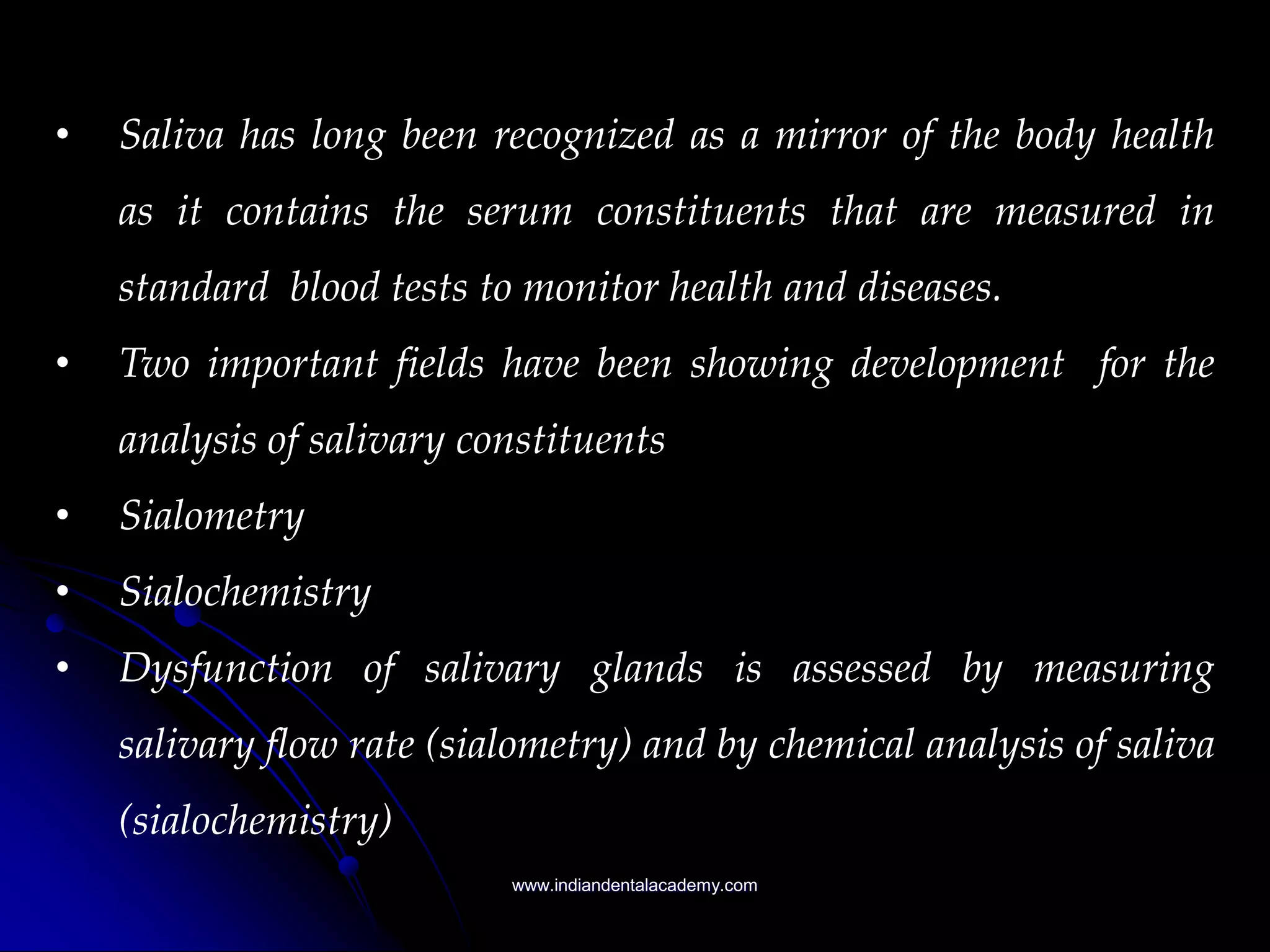 Sialochemistry / dental courses | PPTX