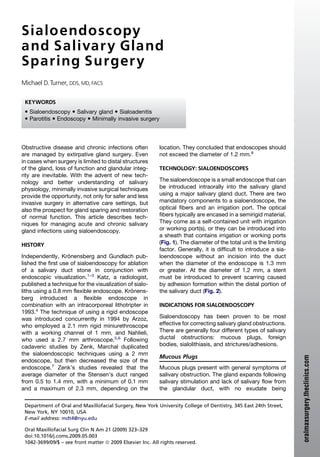 Sialoendoscopy and-salivary-gland-sparing-surgery 2009-oral-and-maxillofacial-surgery-clinics-of ...