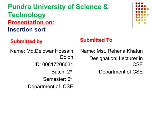 Insertion sort | PPT