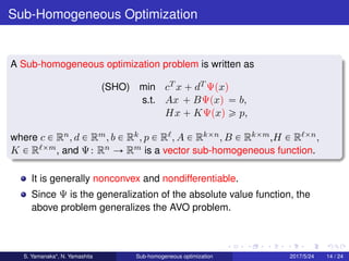 Sub-Homogeneous Optimization Problems and Its Applications | PPT