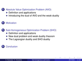 Sub-Homogeneous Optimization Problems and Its Applications | PPT