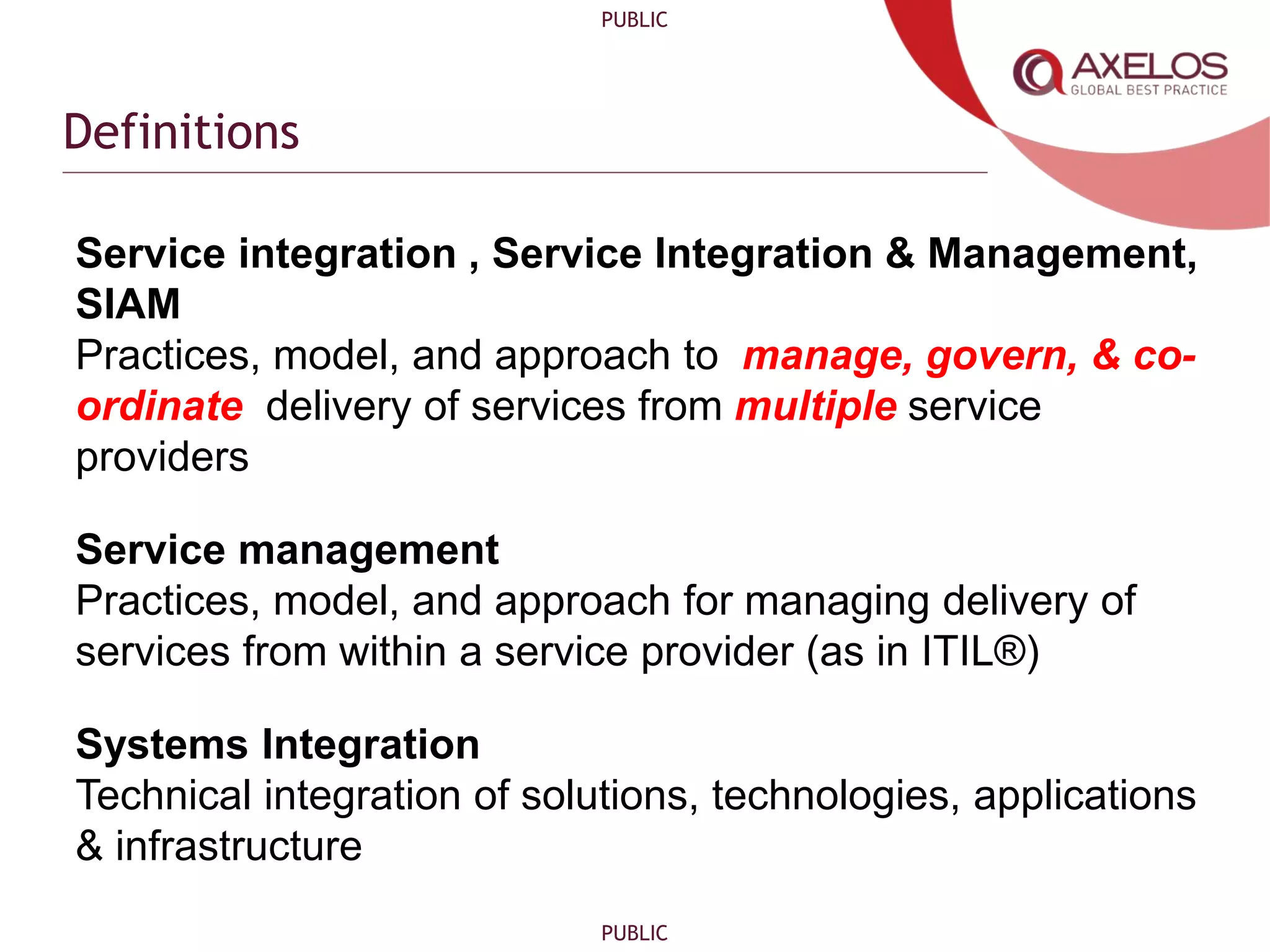 SIAM and ITIL® - AXELOS Webinar | PDF