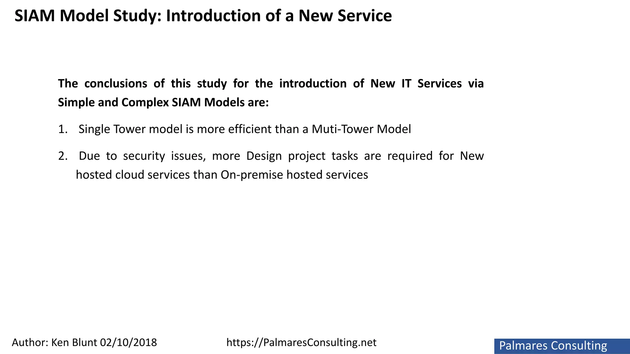 SIAM Study - Comparing the Introduction of New IT Services via Simple ...