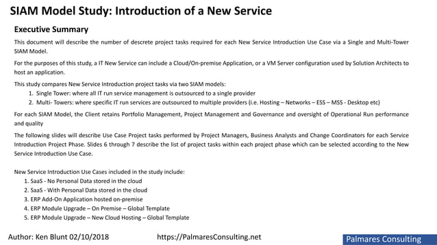SIAM Study - Comparing the Introduction of New IT Services via Simple ...