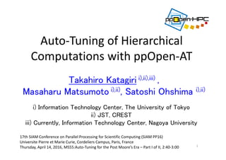 Auto‐Tuning of Hierarchical Computations with ppOpen‐AT | PPT
