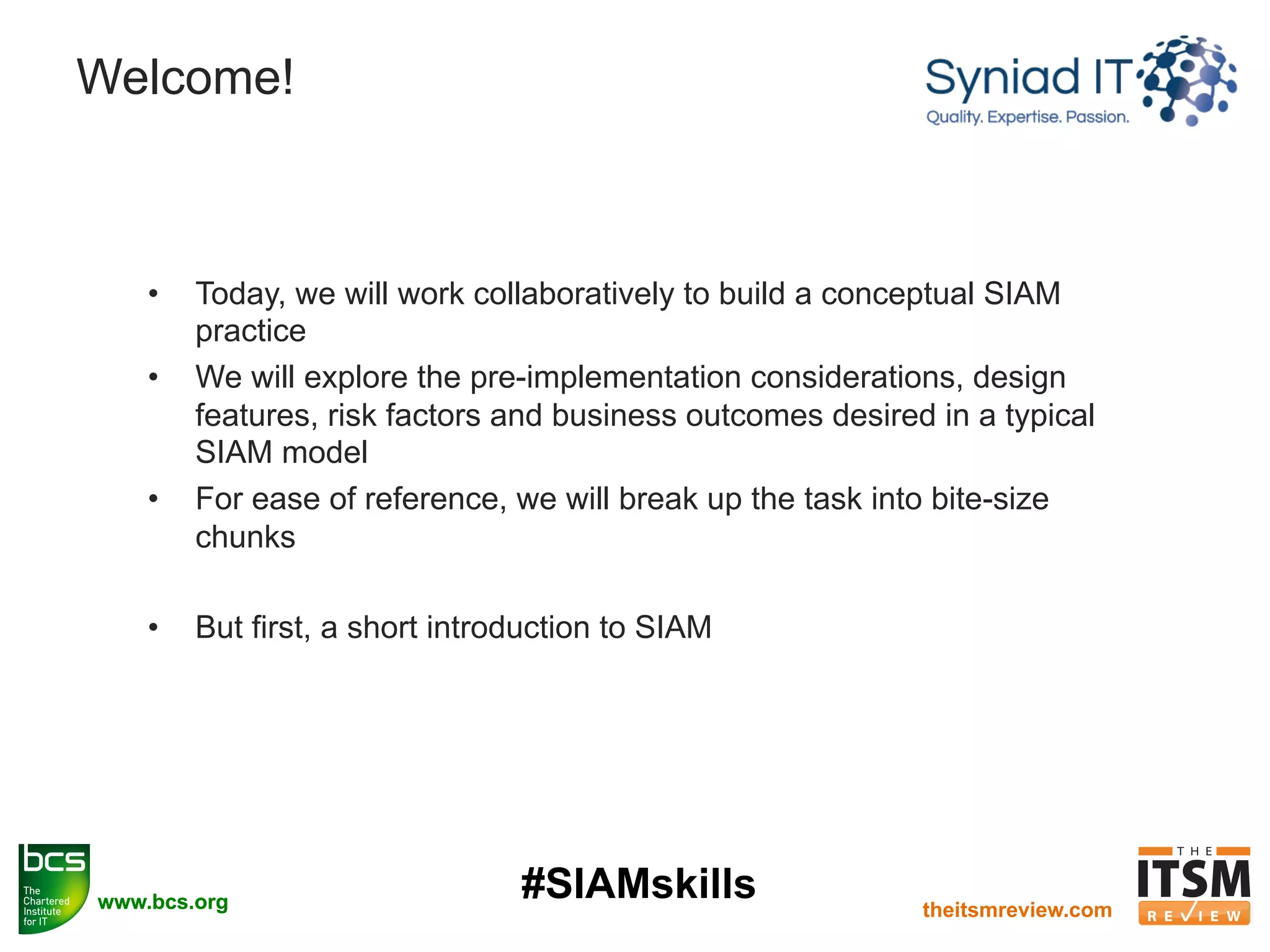 SIAM Skills Workshop, BCS, ITSM Review 17th Nov 2015 | PDF