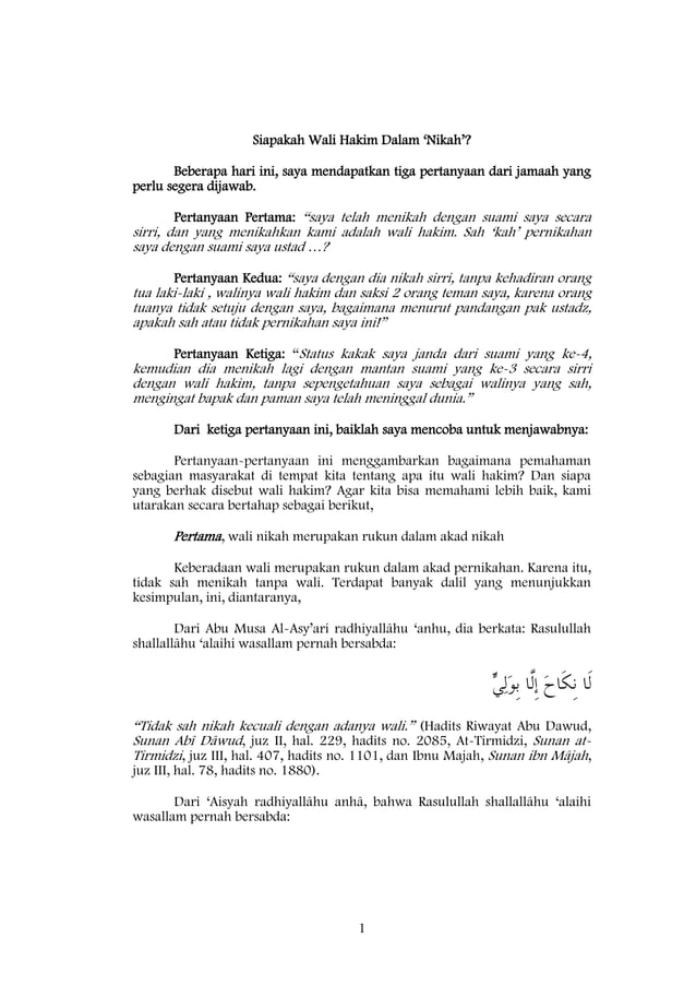 Siapakah wali hakim dalam nikah | PDF