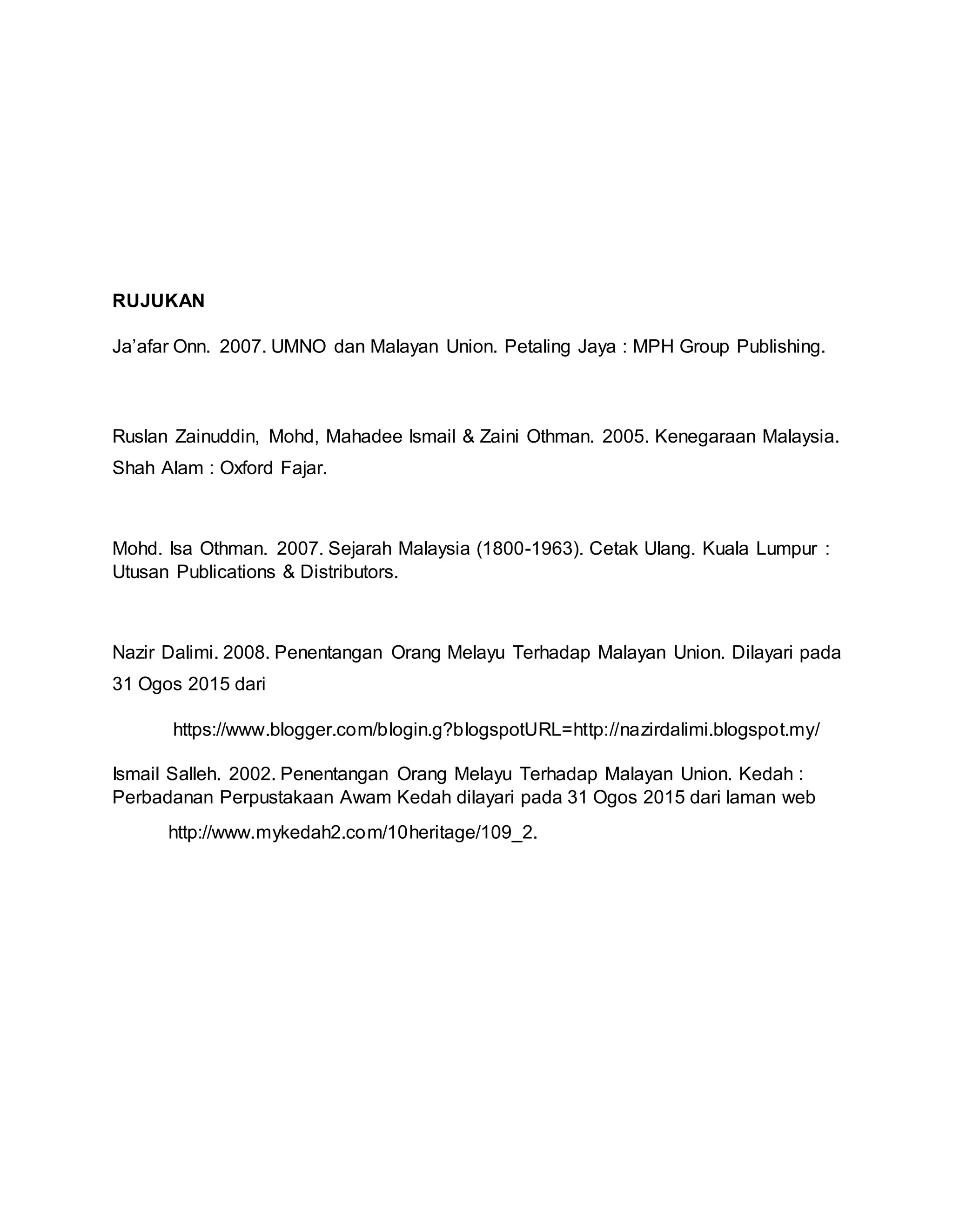 Malayan Union | DOCX