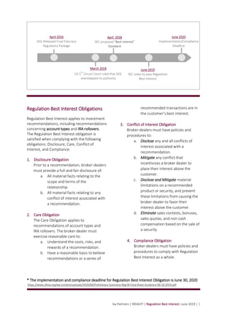 Sia Partners IP on Regulation "Best Interest" | PDF