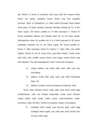 laporan praktikum acara 5 PENGENALAN PROFIL TANAH | DOCX