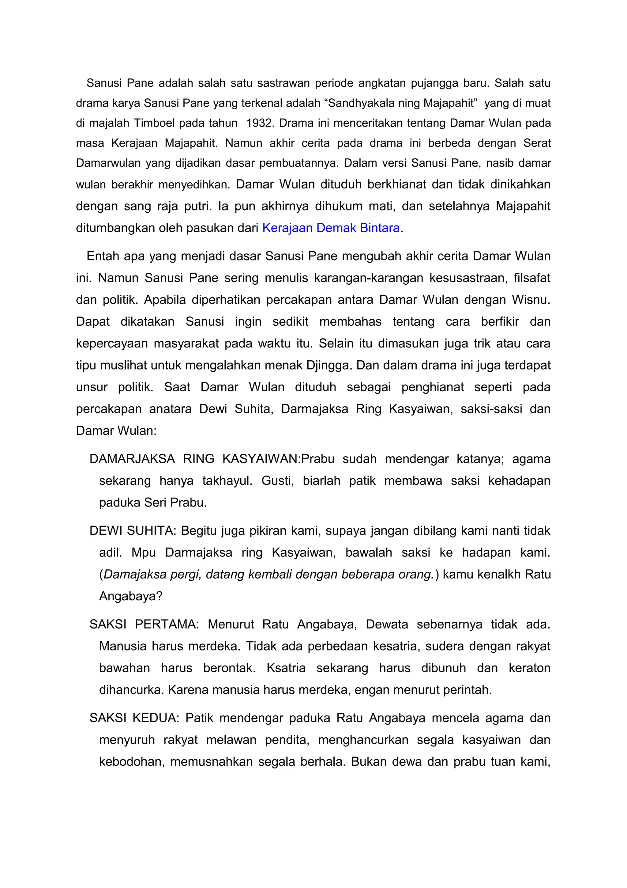 analisis teks drama Sandyakala ning majapahit | DOC
