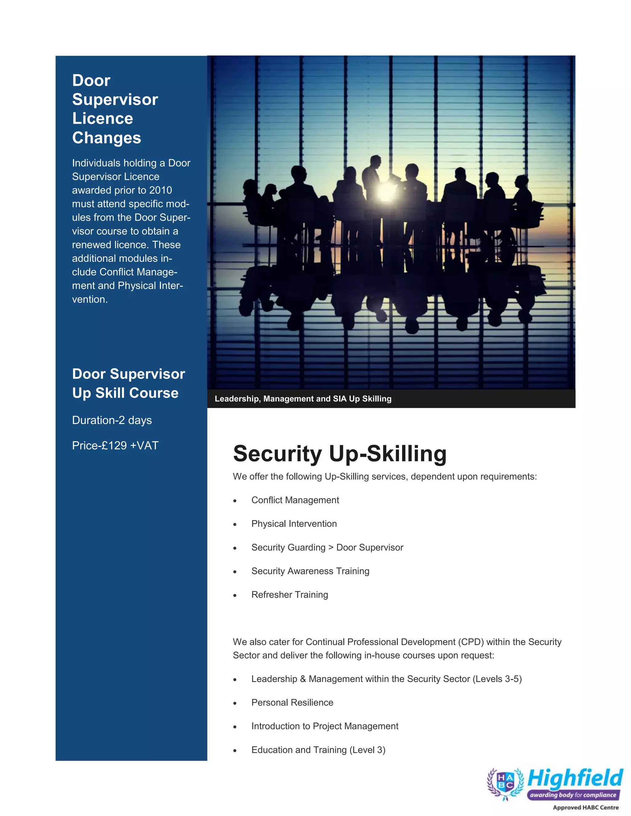 SIA Security Training Brochure | PDF
