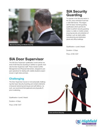 SIA Security Training Brochure | PDF