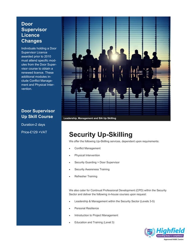 SIA Security Training Brochure | PDF | Business Administration | Business