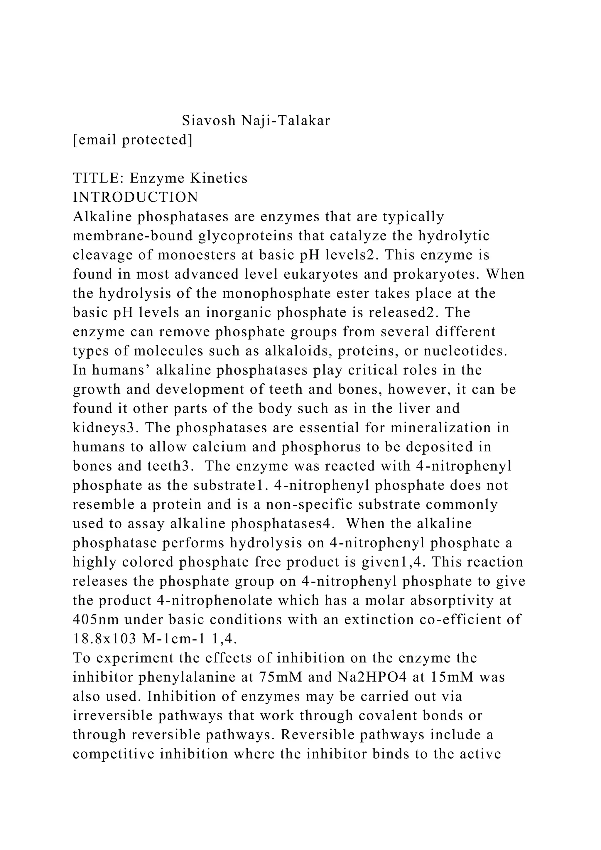Siavosh Naji-Talakar[email protected]TITLE Enzyme Kineti.docx