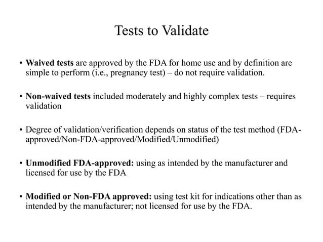 Clinical lab-method validation.ppt | Standardized Testing | Educational ...