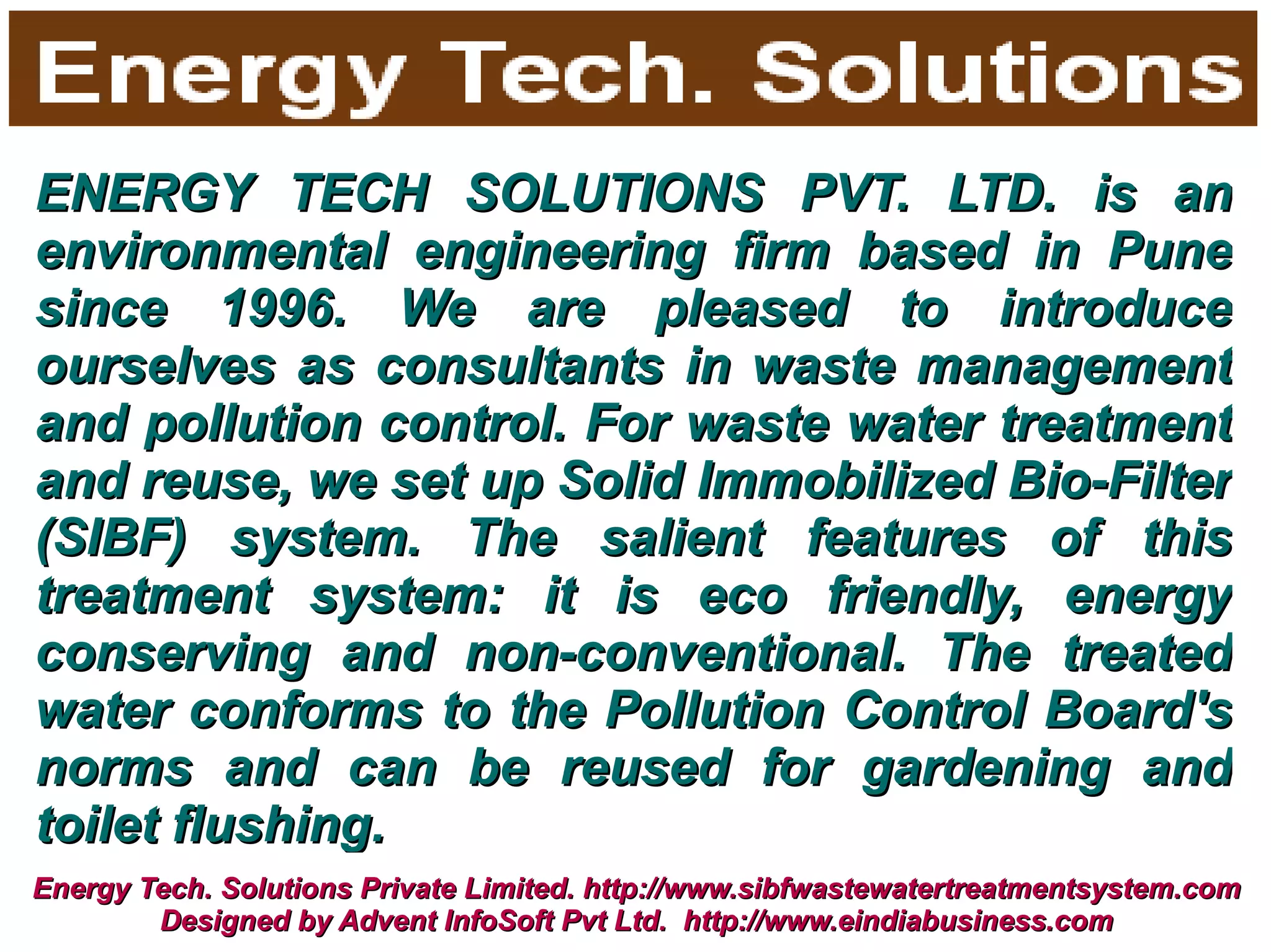 Sibfwastewatertreatmentsystem | ODP | Environmental Services Industry ...