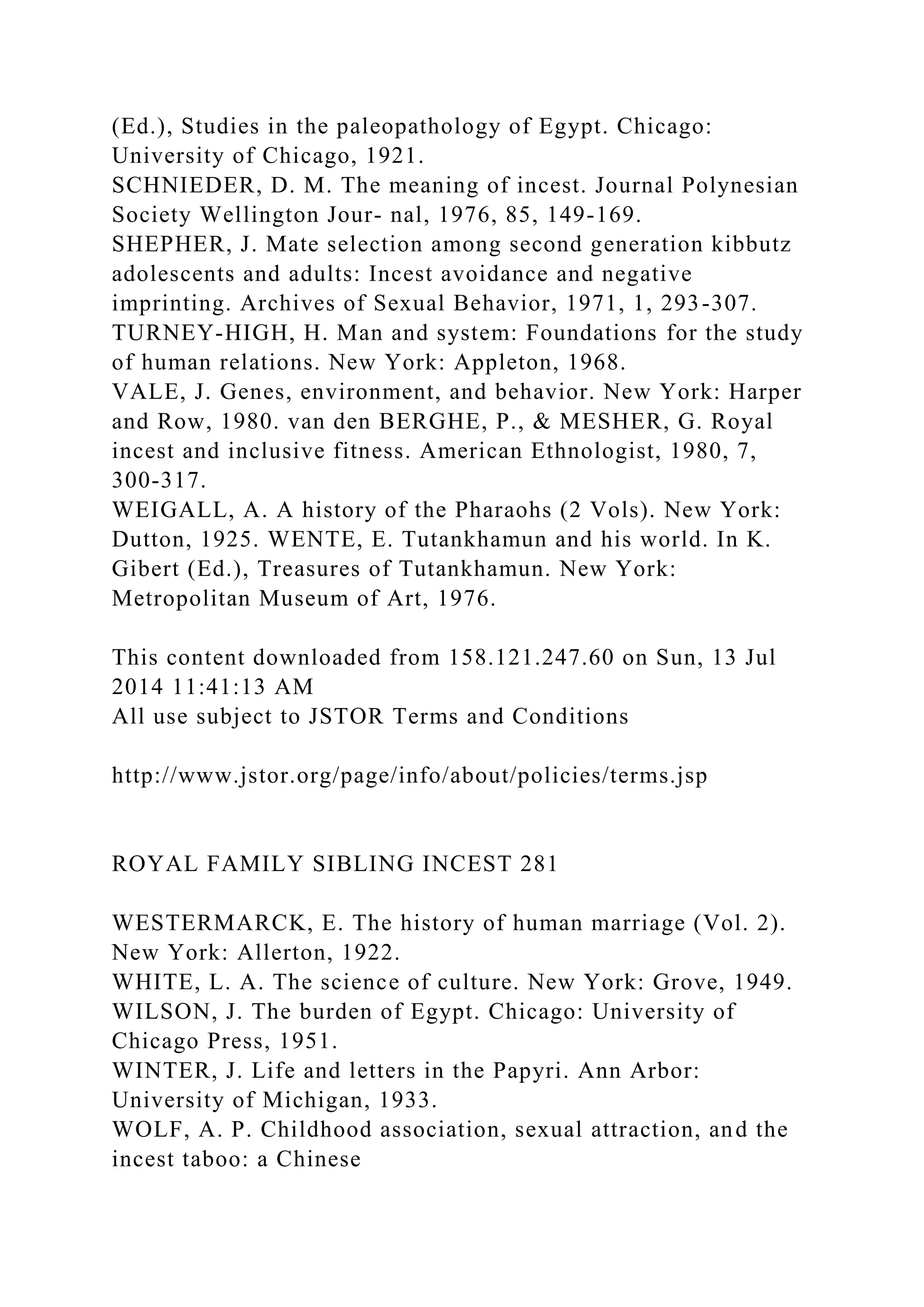 Sibling Incest in the Royal Families of Egypt, Peru, and Hawai.docx