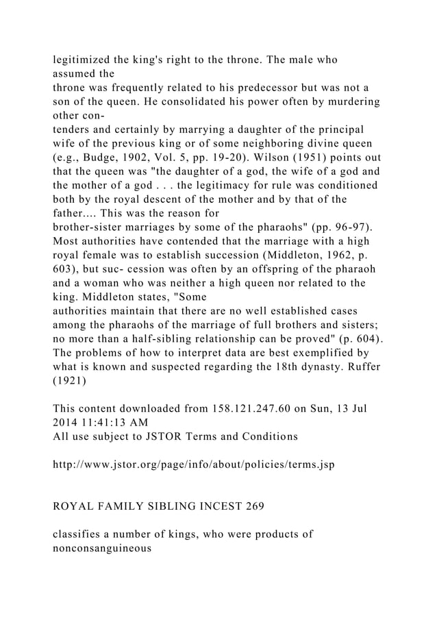 Sibling Incest in the Royal Families of Egypt, Peru, and Hawai.docx