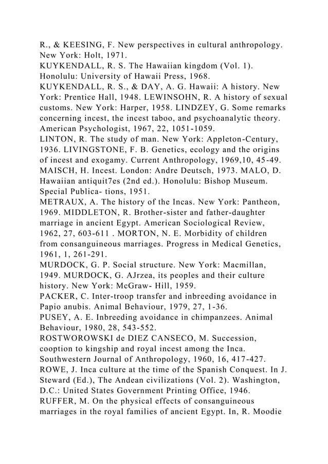 Sibling Incest in the Royal Families of Egypt, Peru, and Hawai.docx