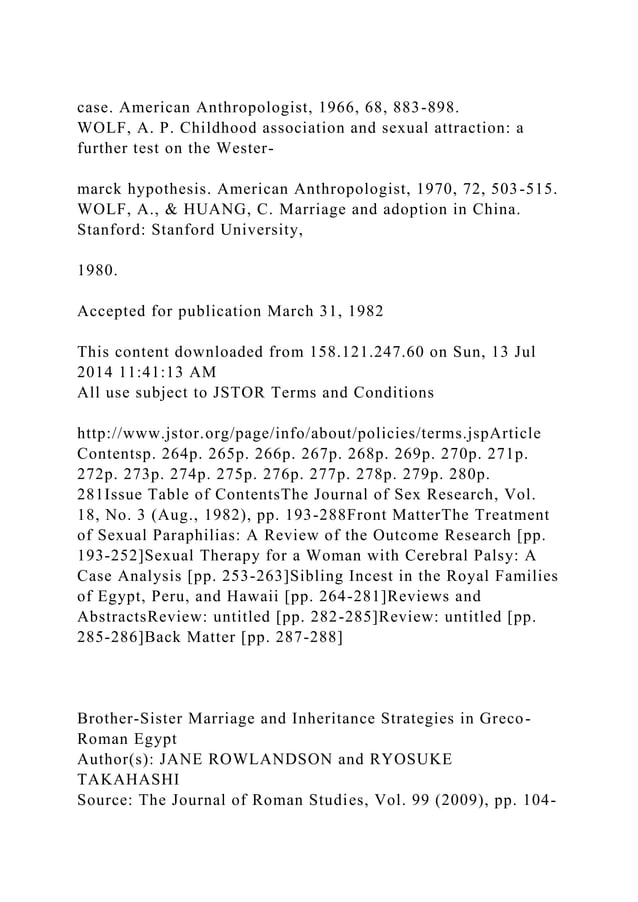 Sibling Incest in the Royal Families of Egypt, Peru, and Hawai.docx