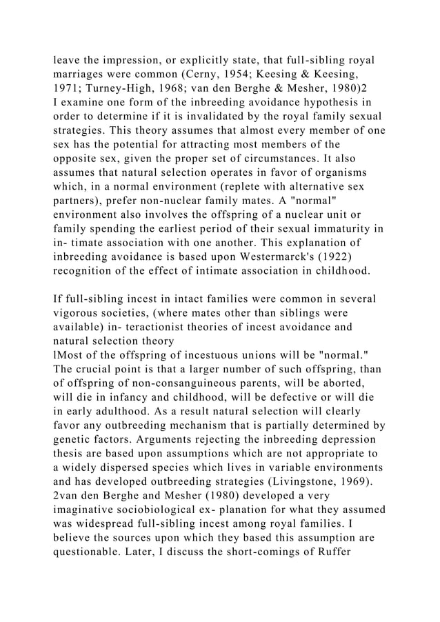 Sibling Incest in the Royal Families of Egypt, Peru, and Hawai.docx