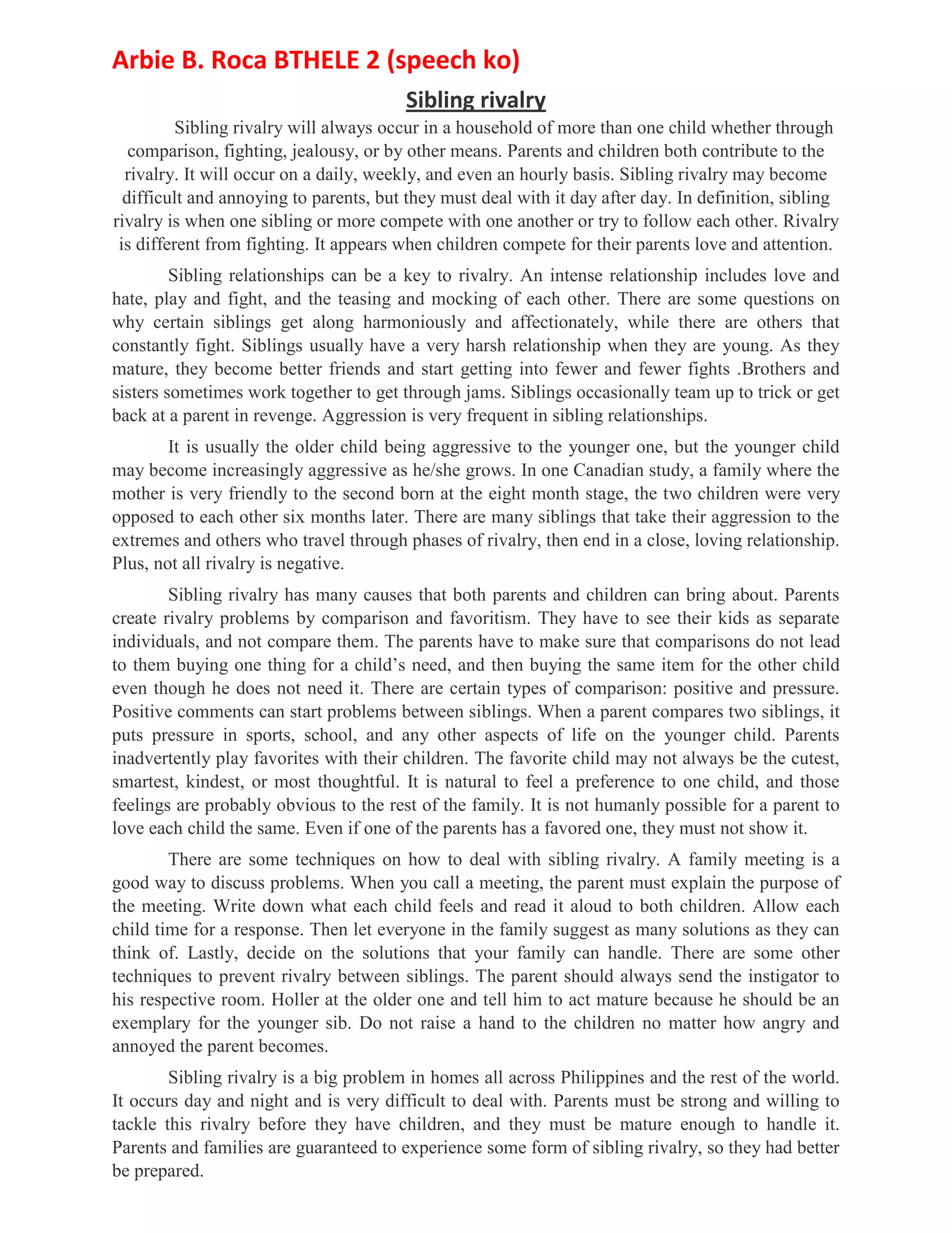 Sibling rivalry | DOCX