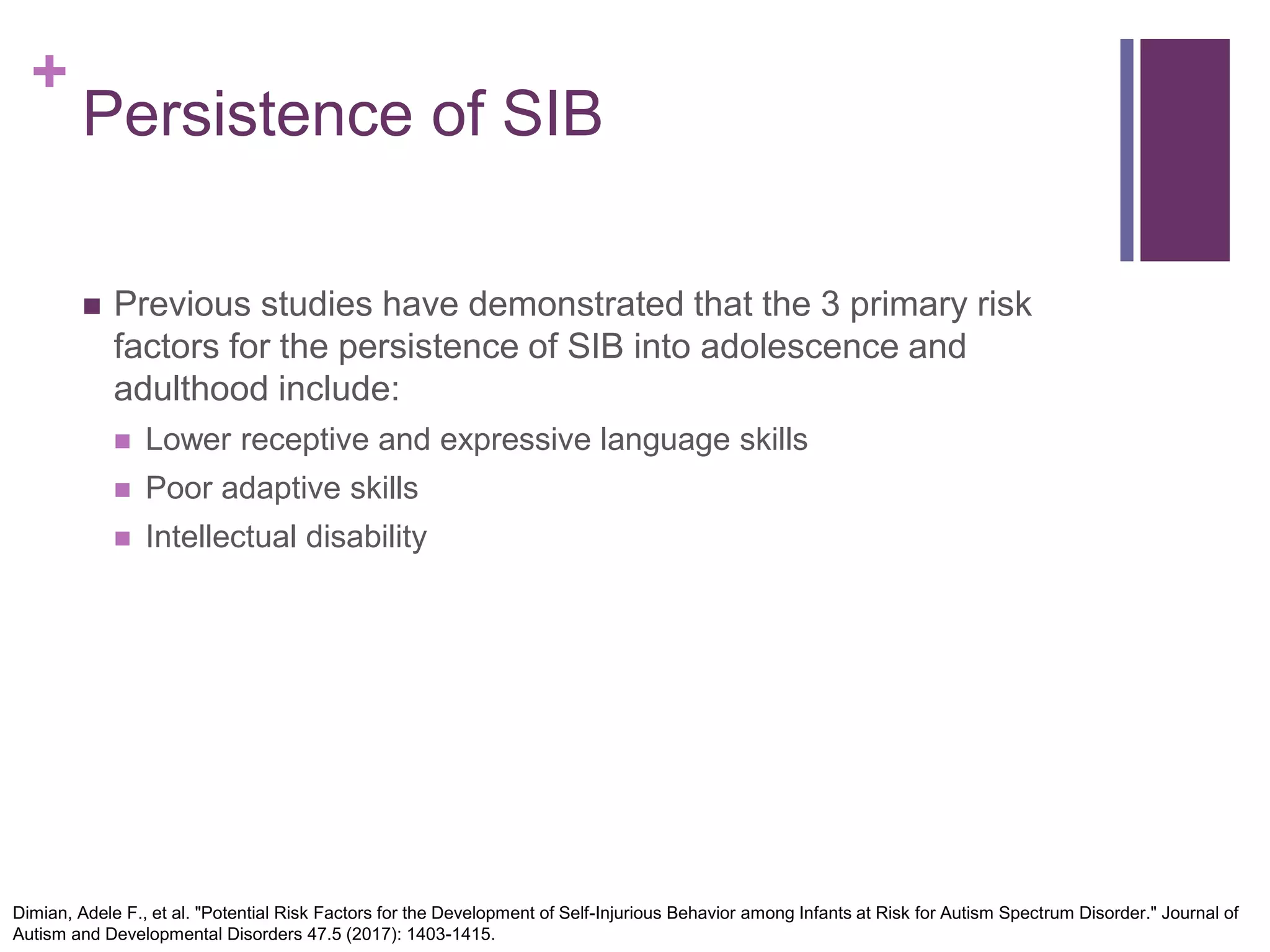 Self Injurious Behavior in Children with Developmental Conditions | PPTX