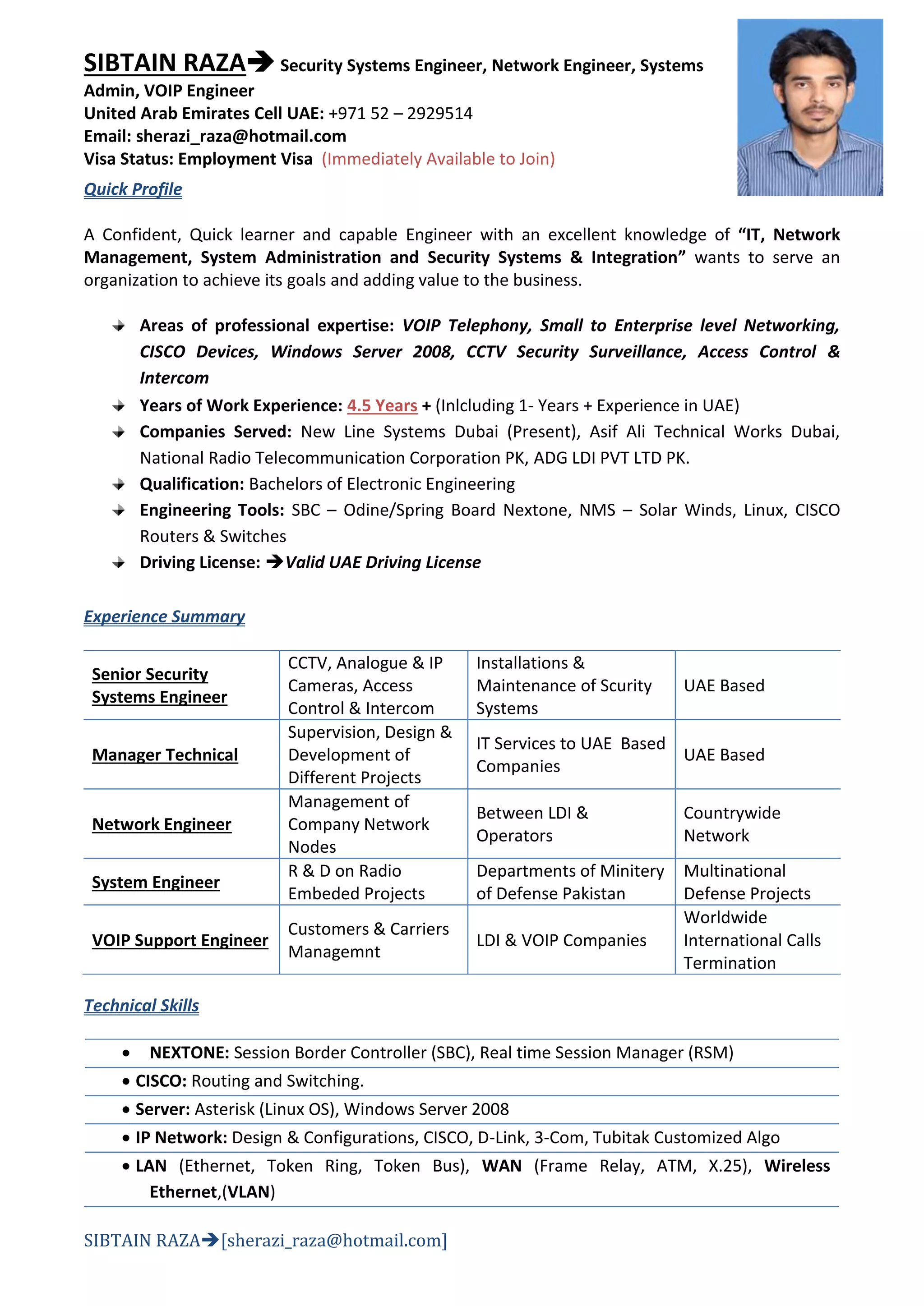 Sibtain raza cv updated uae | PDF