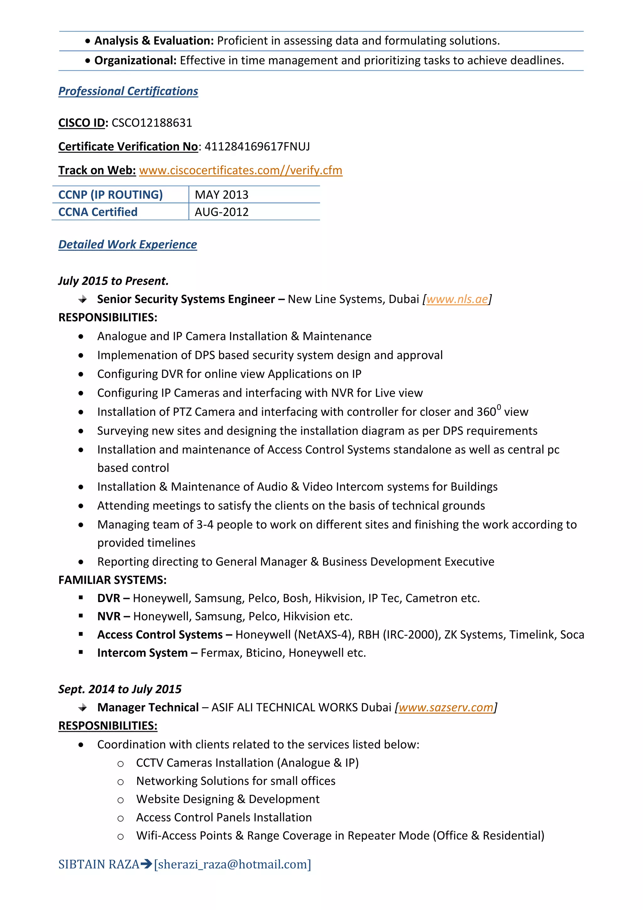 Sibtain raza cv updated uae | PDF