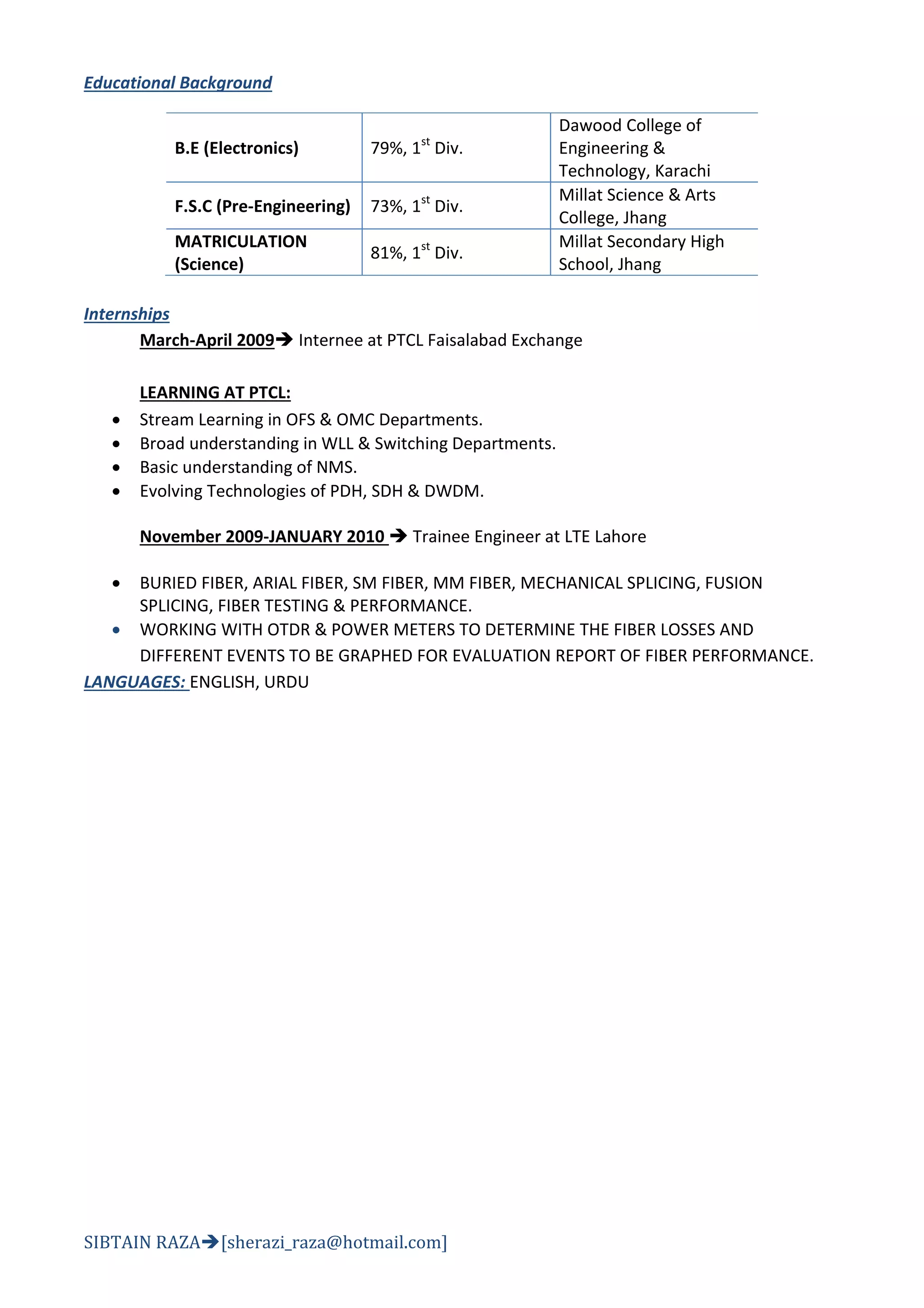 Sibtain raza cv updated uae | PDF