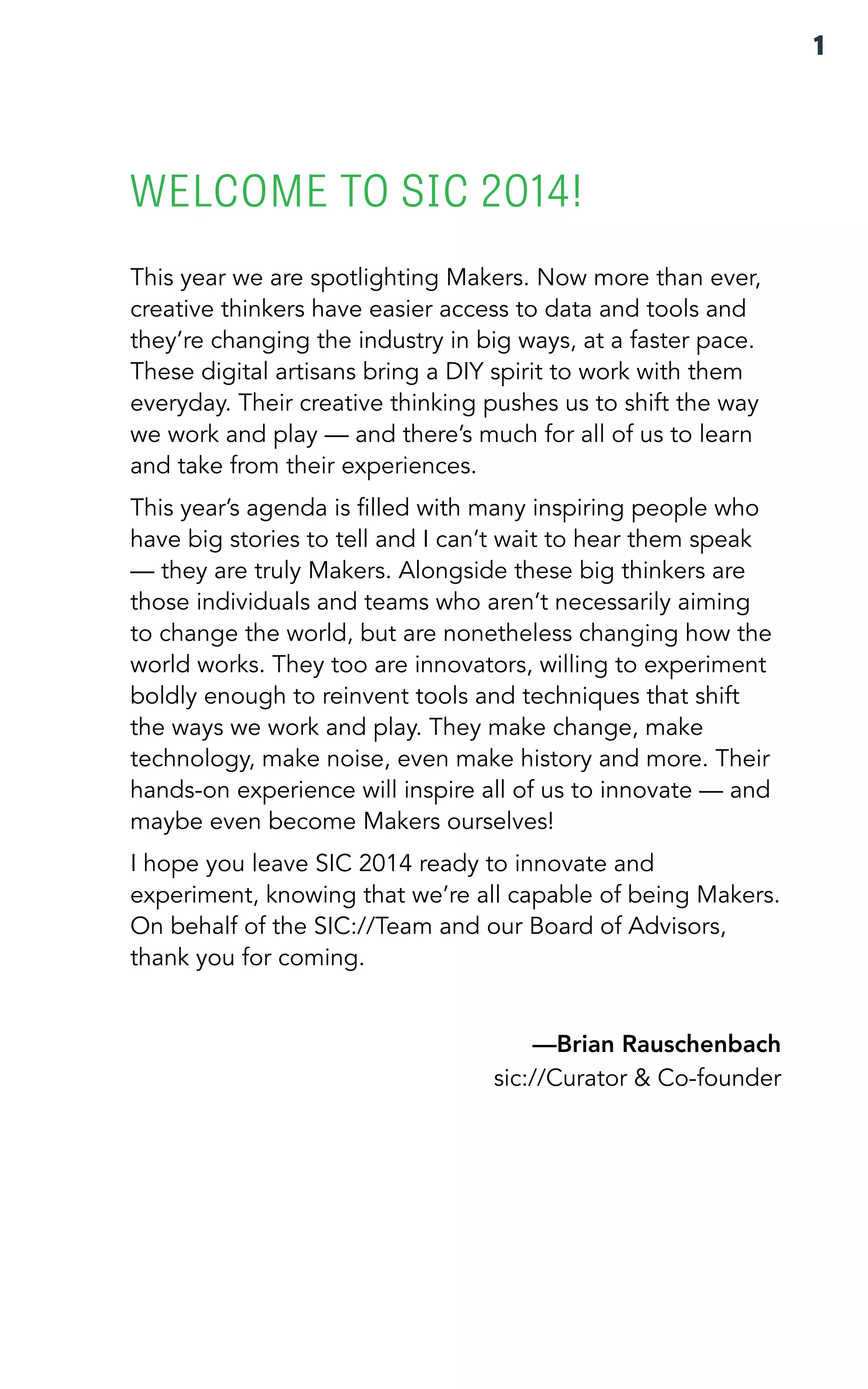 Seattle Interactive Conference 2014 Brochure | PDF