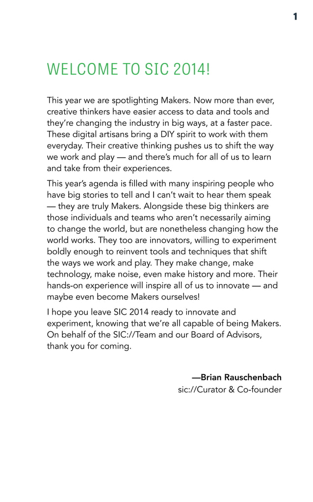 Seattle Interactive Conference 2014 Brochure | PDF