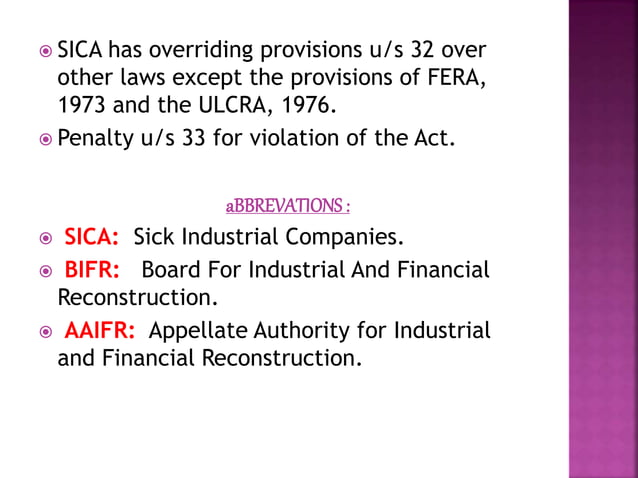 sick industrial companies act 1985 | PPTX