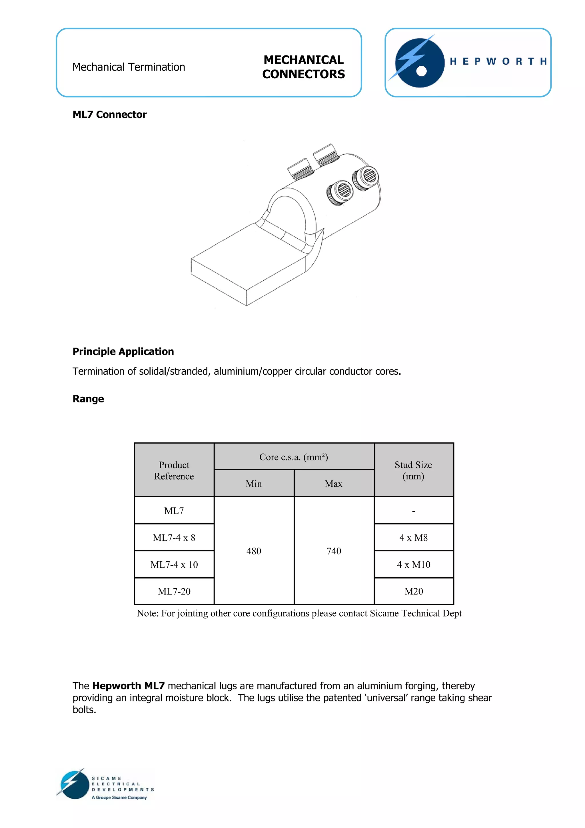 Sicame ML7 Transformer Cable Termination | PDF