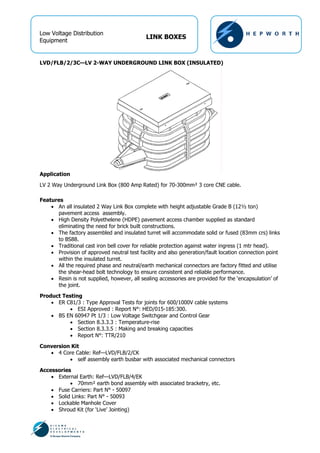 Sicame Underground Link Box 2 Way - 3 Core CNE up to 300sqmm | PDF