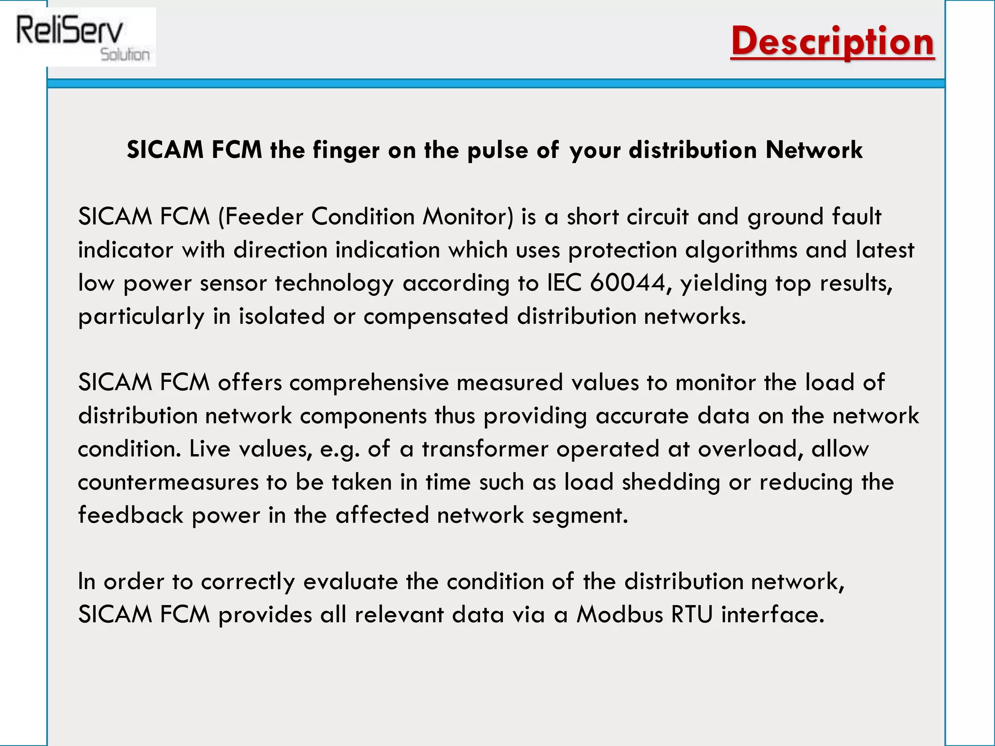 SICAM FCM – Feeder Condition Monitor | PDF